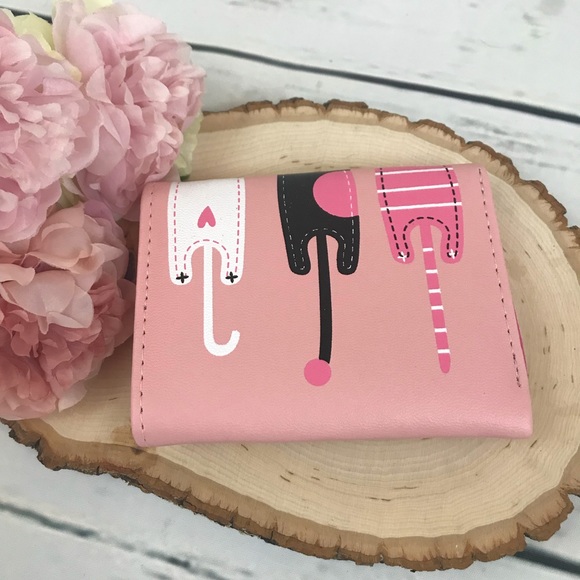 Bags | Vegan Leather Pink Cat Wallet | Poshmark